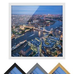 Bilderwelten Bild mit Rahmen Stadt bunt Motiv inkl. Rahmung - Nachts in London - Architektur Wohnzimmer Schlafzimmer