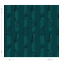 Vorhang Farn Illustration mit Streifen - Dunkle Jade - blickdichte Gardine Muster Wohnzimmer Schlafzimmer K&uuml;che Bad Badezimmer Petrol