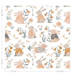 Bilderwelten Vorhang Fr&uuml;hlingshasen - blickdichte Gardine Botanik Tropical Kinder Kunstdruck Muster Tiere Kinderzimmer Baby Babyzimmer M&auml;dchen M&auml;dchenzimmer