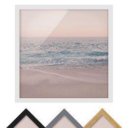 Bilderwelten Bild mit Rahmen Ros&eacute;goldener Strand am Morgen