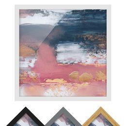 Bild mit Rahmen Rosa Sturm mit Gold