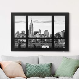 Wechselbild Fensterblick New York Skyline schwarz wei&szlig;