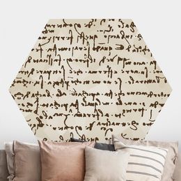 Hexagon Fototapete selbstklebend Da Vinci Manuskript