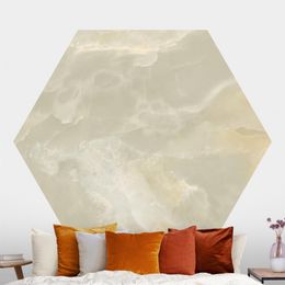 Hexagon Fototapete selbstklebend Onyx Marmor Creme