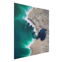 Bilderwelten Alu Dibond Outdoor Bild Strand beige Motiv wetterfest - Wilde K&uuml;stenbucht in Israel - Landschaft Wohnzimmer Schlafzimmer