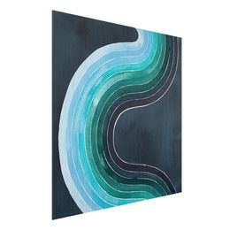 Bilderwelten Alu Dibond Outdoor Bild originell blau modern Aquarell - Zeitenstr&ouml;mung - Deko Wohnzimmer Schlafzimmer