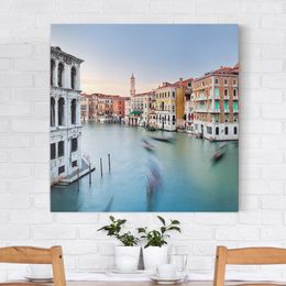 Bilderwelten Leinwandbild Stadt Motiv Kunstdruck blau - Canale Grande Blick von der Rialtobr&uuml;cke Venedig - Skylines XXL Wohnzimmer Schlafzimmer