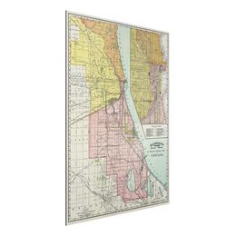 Bilderwelten Alu-Dibond Outdoor Bild Vintage Karte Chicago