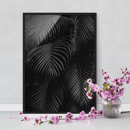 Bilderwelten Bild mit Rahmen Schwarze Palmwedel