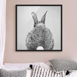 Bilderwelten Bild mit Rahmen Hase von hinten Schwarz Wei&szlig;