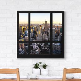 Wechselbild Fensterblick am Abend &uuml;ber New York