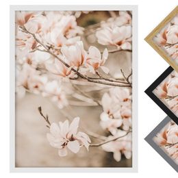 Bild mit Rahmen Magnolienzweige im Vintagestil