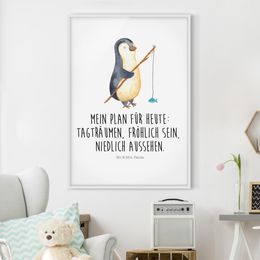 Bilderwelten Bild mit Rahmen Tiere schwarz Abstrakt Aquarell - Mr. & Mrs. Panda - Pinguin - Tagtr&auml;umen - Spr&uuml;che Kinderzimmer Baby M&auml;dchen Jungen