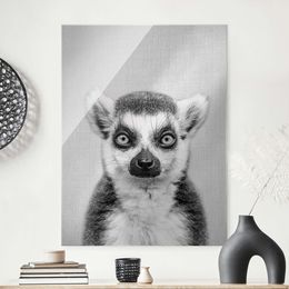 Bilderwelten Glasbild Tiere Motiv schwarz weiss Glas Wandbild - Lemur Ludwig Schwarz Wei&szlig; - Affe Kinderzimmer Baby M&auml;dchen Jungen
