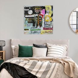 Bilderwelten Leinwandbild Spr&uuml;che Illustration Steinoptik bunt - Abstract Graffiti Art - Backstein XXL Jugendzimmer