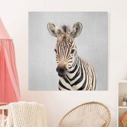 Bilderwelten Leinwandbild Tiere Motiv Kunstdruck schwarz weiss - Baby Zebra Zoey - Zebra XXL Kinderzimmer Baby M&auml;dchen Jungen