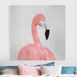 Bilderwelten Leinwandbild Tiere Motiv Kunstdruck schwarz weiss - Flamingo Fabian - V&ouml;gel XXL Kinderzimmer Baby M&auml;dchen Jungen