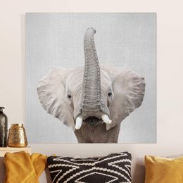 Bilderwelten Leinwandbild Tiere Motiv Kunstdruck schwarz weiss - Elefant Ewald - Elefant XXL Kinderzimmer Baby M&auml;dchen Jungen