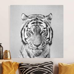 Bilderwelten Leinwandbild Tiere Motiv Kunstdruck schwarz weiss - Tiger Tiago Schwarz Wei&szlig; - Tiger XXL Kinderzimmer Baby M&auml;dchen Jungen