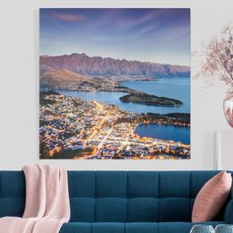 Bilderwelten Leinwandbild Natur Motiv Kunstdruck blau - Zwischen Meer und Bergen - Landschaft XXL Wohnzimmer Schlafzimmer