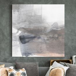 Bilderwelten Leinwandbild originell Abstrakt Aquarell Leinwanddruck - Schattierungen in Sepia II - Wandbild XXL Wohnzimmer Schlafzimmer