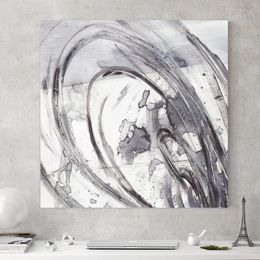 Bilderwelten Leinwandbild originell Abstrakt Aquarell Leinwanddruck - Sonar Schwarz Wei&szlig; II - Wandbild XXL Wohnzimmer Schlafzimmer