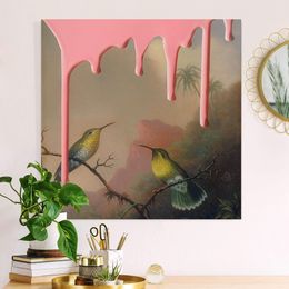 Bilderwelten Leinwandbild Tiere Vintage Kunstdruck gr&uuml;n - Farbzensur I - Lustig XXL Wohnzimmer Schlafzimmer