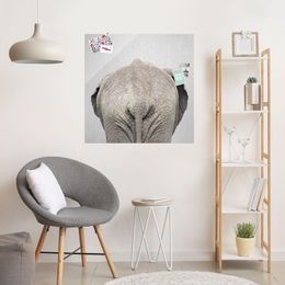 Bilderwelten Glasbild Tiere Motiv schwarz weiss Glas Wandbild - Elefant von hinten - Elefant Kinderzimmer Baby M&auml;dchen Jungen