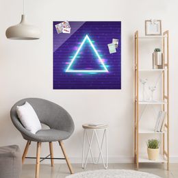 Bilderwelten Glasbild Neon Art violett Glas Wandbild - Geometrisches Dreieck in Neonfarben - Deko Jugendzimmer