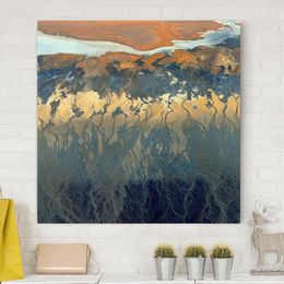 Bilderwelten Leinwandbild Natur Motiv Kunstdruck blau - Kalifornien aus der Luft - Landschaft XXL Wohnzimmer Schlafzimmer