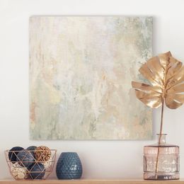 Bilderwelten Leinwandbild originell Shabby Kunstdruck beige - Ton-t&ouml;nig gespachtelt - Wandbild XXL Wohnzimmer Schlafzimmer
