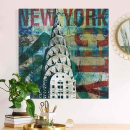 Bilderwelten Leinwandbild originell Abstrakt Kunstdruck t&uuml;rkis - NY Graffiti II - Architektur XXL Wohnzimmer Schlafzimmer