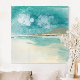 Bilderwelten Leinwandbild Smaragd-Wolken und Gold