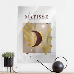 Bilderwelten Glasbild originell Abstrakt gold Glas Wandbild - Matisse Interpretation - Mond und Sterne - Deko Jugendzimmer