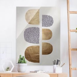 Bilderwelten Glasbild originell Abstrakt gold Glas Wandbild - Geometrischer Halbkreis III - Deko Wohnzimmer Schlafzimmer