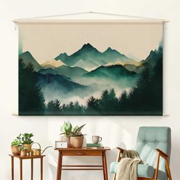 Bilderwelten Wandteppich Aquarellierte Berglandschaft