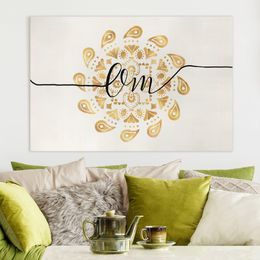 Bilderwelten Leinwandbild Spirituell modern Kunstdruck gold - Om - Namast&eacute; - Mandala XXL Wohnzimmer Schlafzimmer