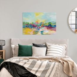 Bilderwelten Leinwandbild Bunte Landschaft Wandbild bis XXL Print Abstrakt Kunstdruck Wohnzimmer Schlafzimmer B&uuml;ro Natur