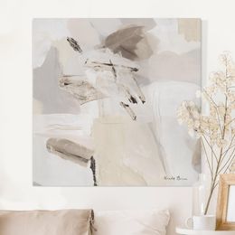 Bilderwelten Leinwandbild originell Abstrakt Kunstdruck beige - Stumm - Wandbild XXL Wohnzimmer Schlafzimmer