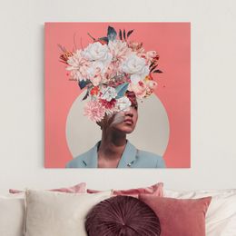 Bilderwelten Leinwandbild Blumen Portr&auml;t - Rosa Dahlien mit Pink