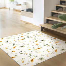 Bilderwelten Teppich Wildblumen Aquarell Muster auf Beige
