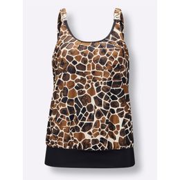 feel good Damen Tankini-Oberteil im Oversize-Schnitt, schwarz-schoko-bedruckt, Gr&ouml;&szlig;e 38C