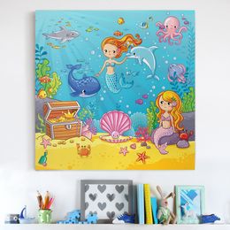 Leinwandbild Kinderzimmer Meerjungfrau - Unterwasserwelt