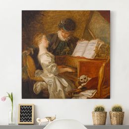 Bilderwelten Leinwandbild originell modern Kunstdruck Leinwanddruck - Jean Honor&eacute; Fragonard - Die Klavierstunde - Wandbild XXL Wohnzimmer Schlafzimmer