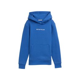 Tom Tailor Jungen Hoodie Sweatshirt mit Logo-Print, blau, Uni, Gr. 164