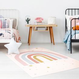 Bilderwelten Vinylteppich Gro&szlig;er Regenbogen mit Sternen und P&uuml;nktchen