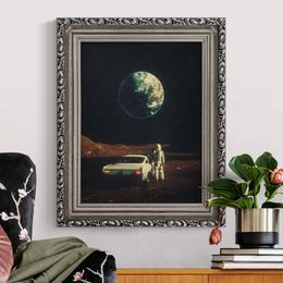 Bilderwelten Leinwandbild mit Barockrahmen Retro Collage - Weit weg von Zuhause