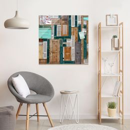 Bilderwelten Glasbild Fotomontage braun Holzoptik - The Doors - Deko Wohnzimmer Schlafzimmer