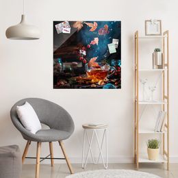 Bilderwelten Glasbild Kulinarisch modern schwarz Glas Wandbild - Teetasse im Herbst - Deko K&uuml;che