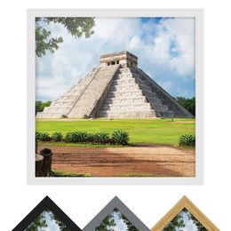 Bilderwelten Bild mit Rahmen - Quadrat El Castillo Pyramide